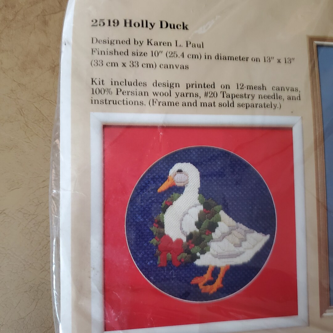 Vintage 1986 the Creative Circle Cross Stitch Kit, 2519 Holly Duck, 13 ...