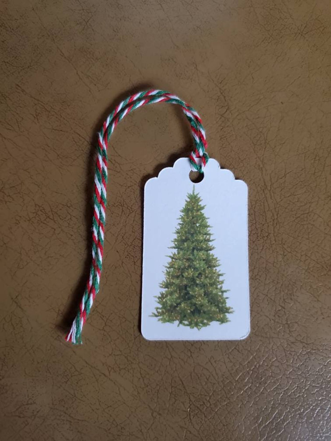 Christmas Tree Gift Tags, Holiday Tree Hanging Tag, Pine Tree White Tag ...