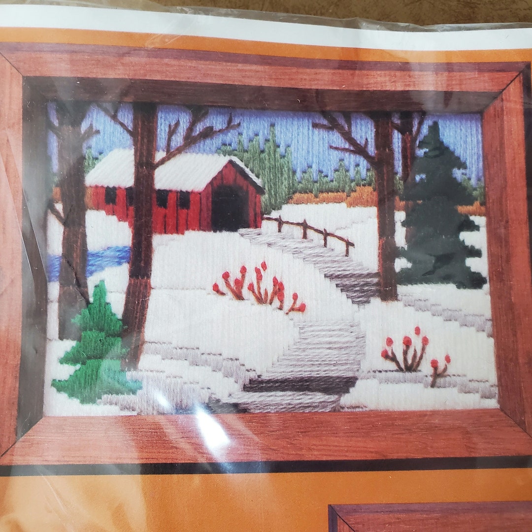 Vintage 1983 the Creative Circle Cross Stitch Kit, 2501 Snow Covered ...