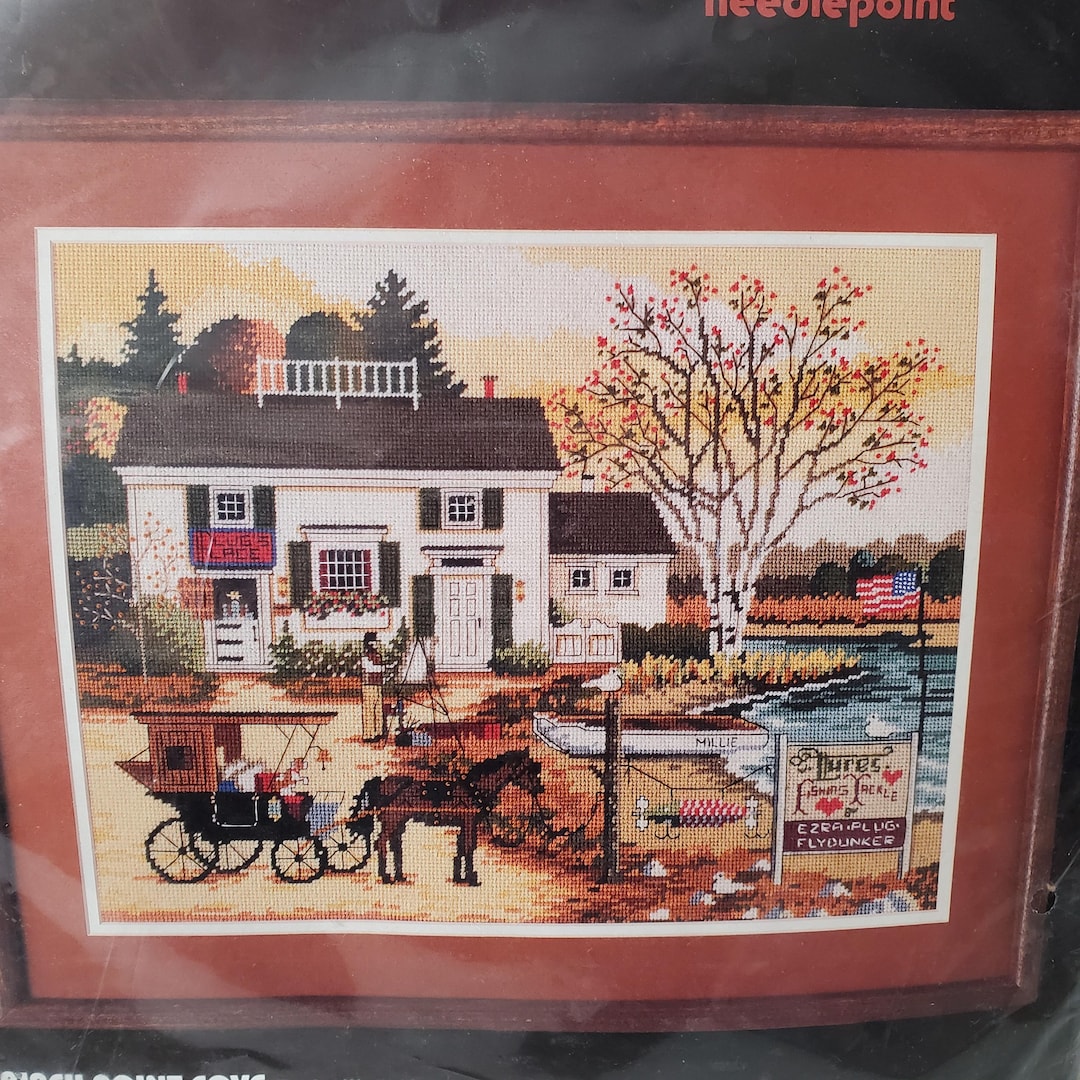 Vintage Dimensions Needlepoint Kit birch Point Cove 1988 2338 18x14 W/o ...