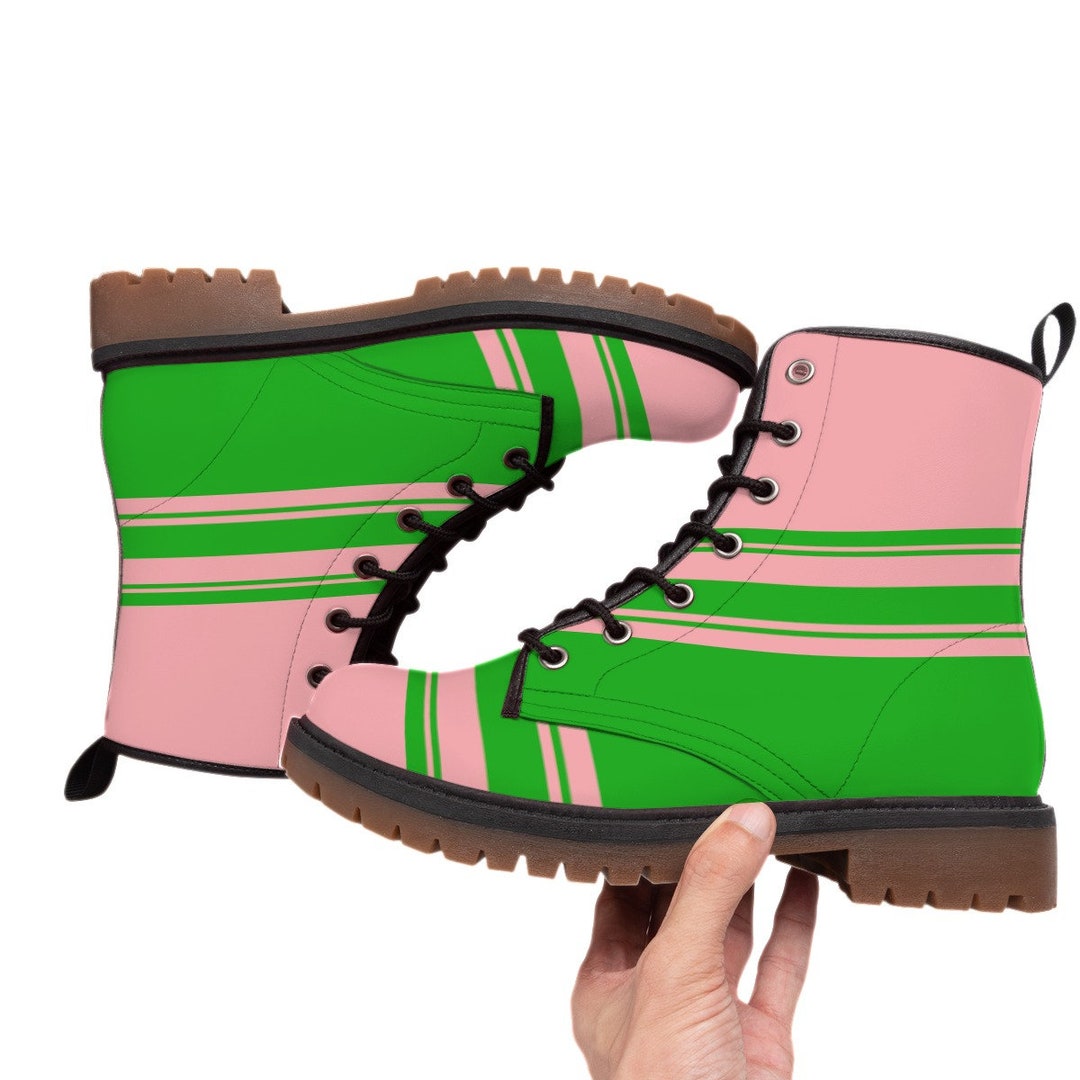 Pink and Green Pattern Boots Women's Boots Vegan - Etsy