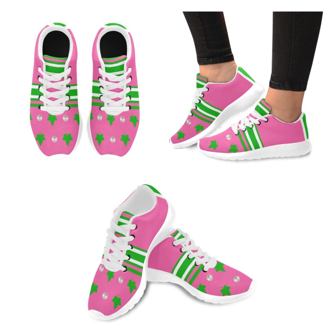 Pink & Green Ivy Leaf Design Running Canvas Shoes Floral - Etsy