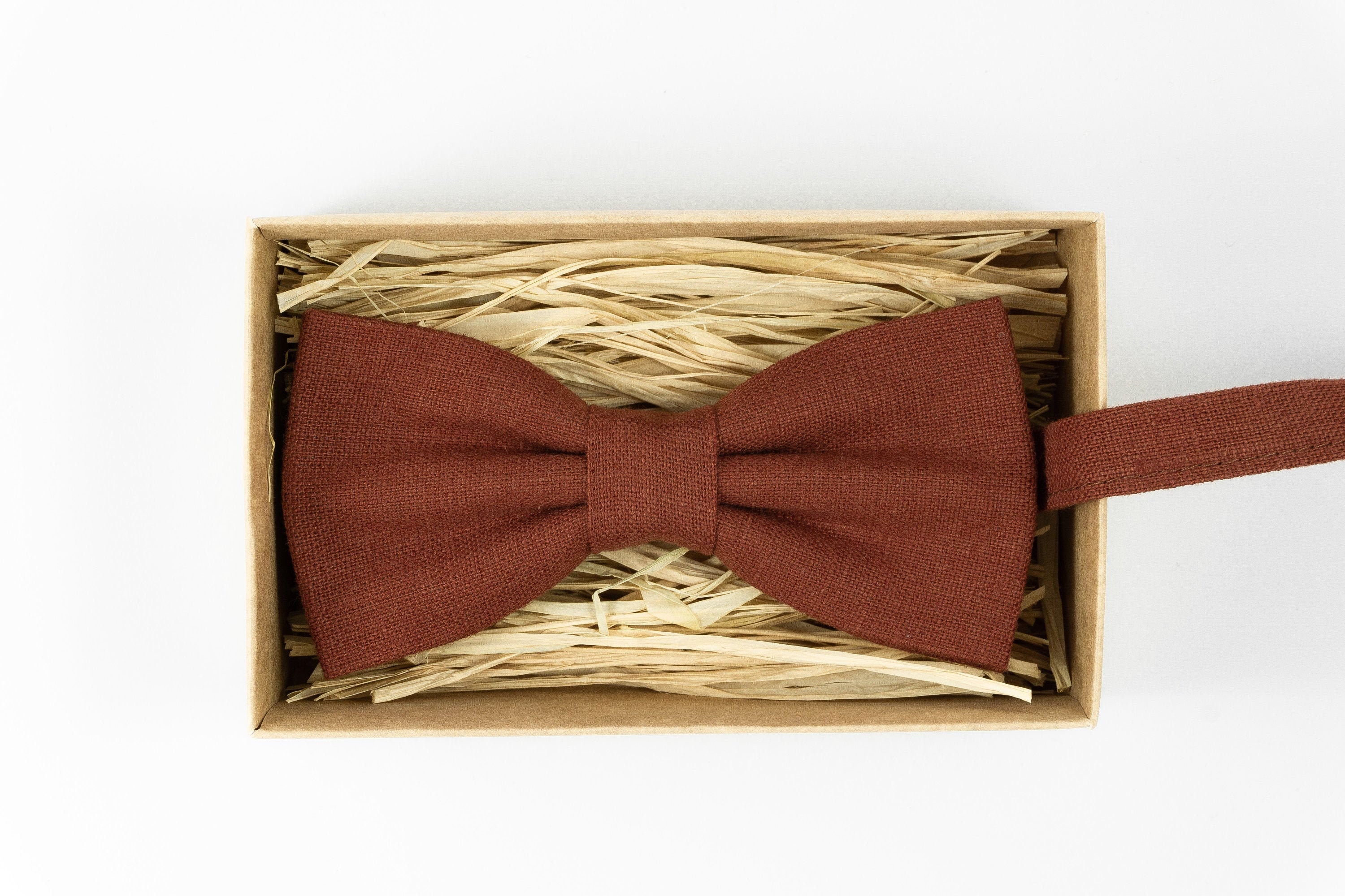 Rust Color Linen Bow Ties for Men / Boys Bow Tie / Wedding Bow - Etsy