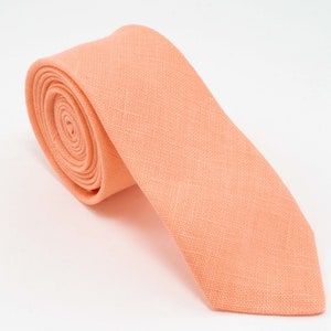 Peach Linen Men's Neckties for Weddings - Groomsmen Wedding Necktie - Etsy