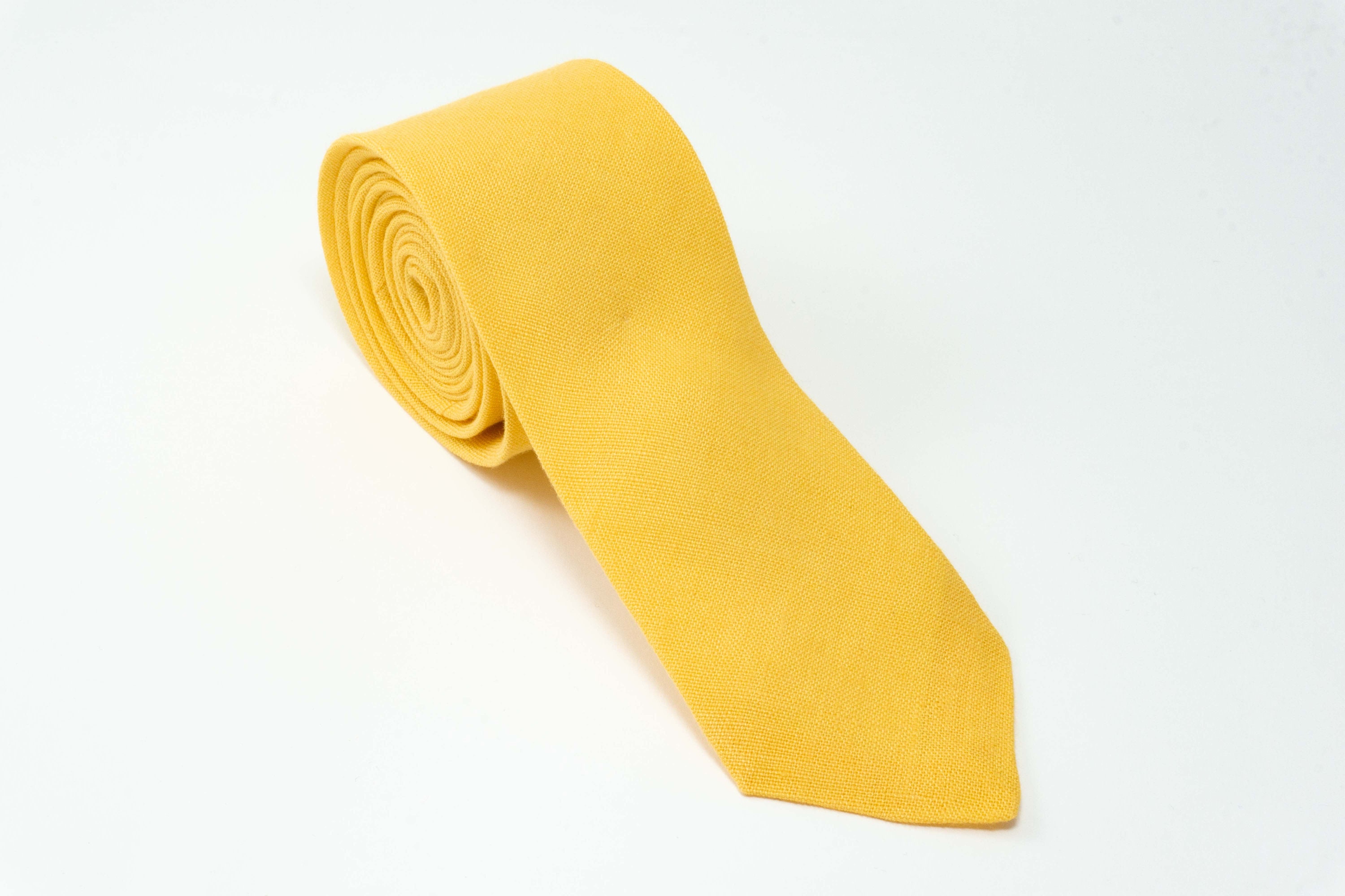 Bright Yellow necktie / Mens wedding necktie / Groomsmen gift | Etsy