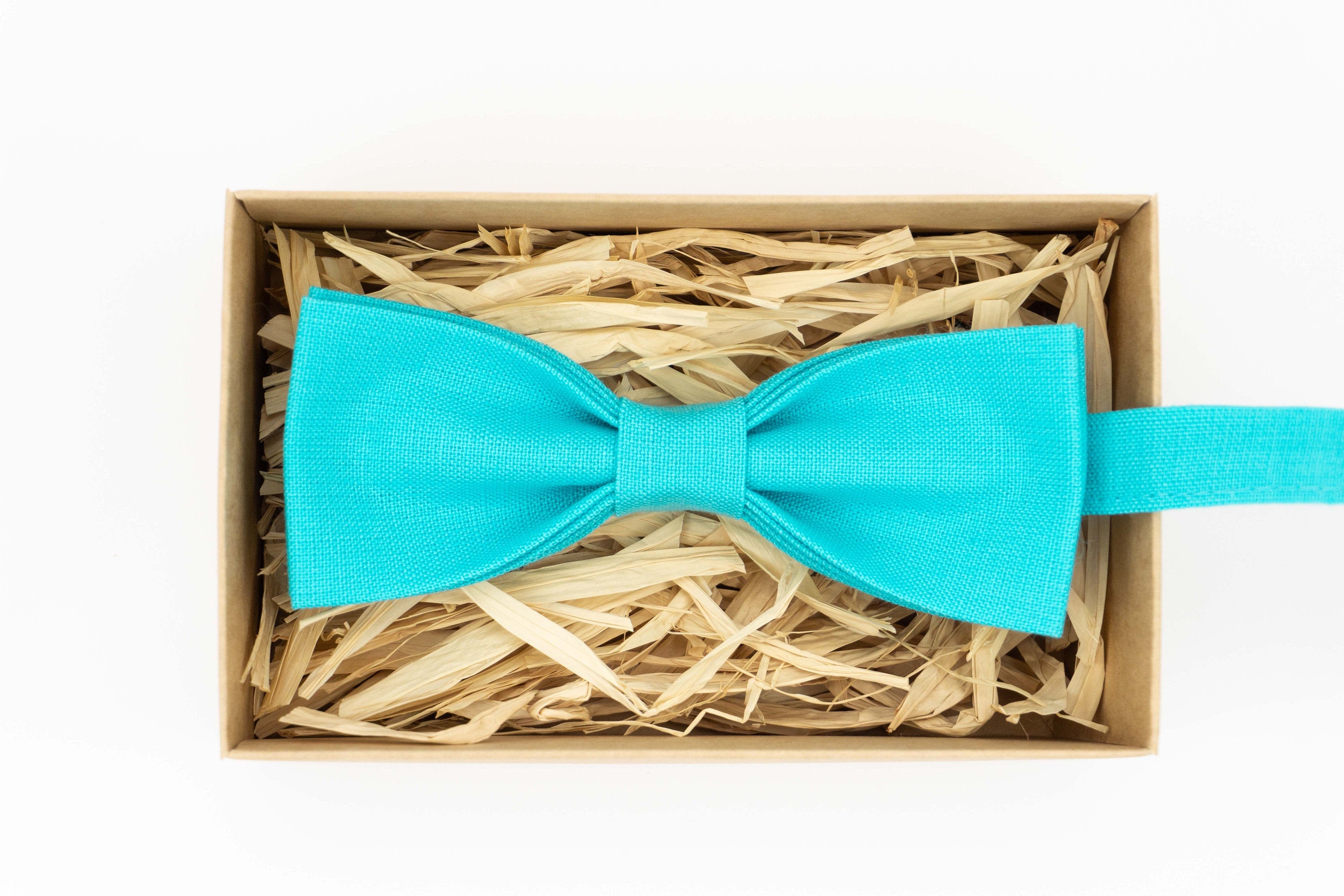 Cyan Color Bow Tie / Bow Ties for Men / Boys Bow Tie / Linen | Etsy