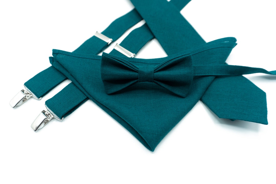 Teal Bow Tie Men's Bow Tie in Dark Teal Bow Tie Matching Pocket Square ...