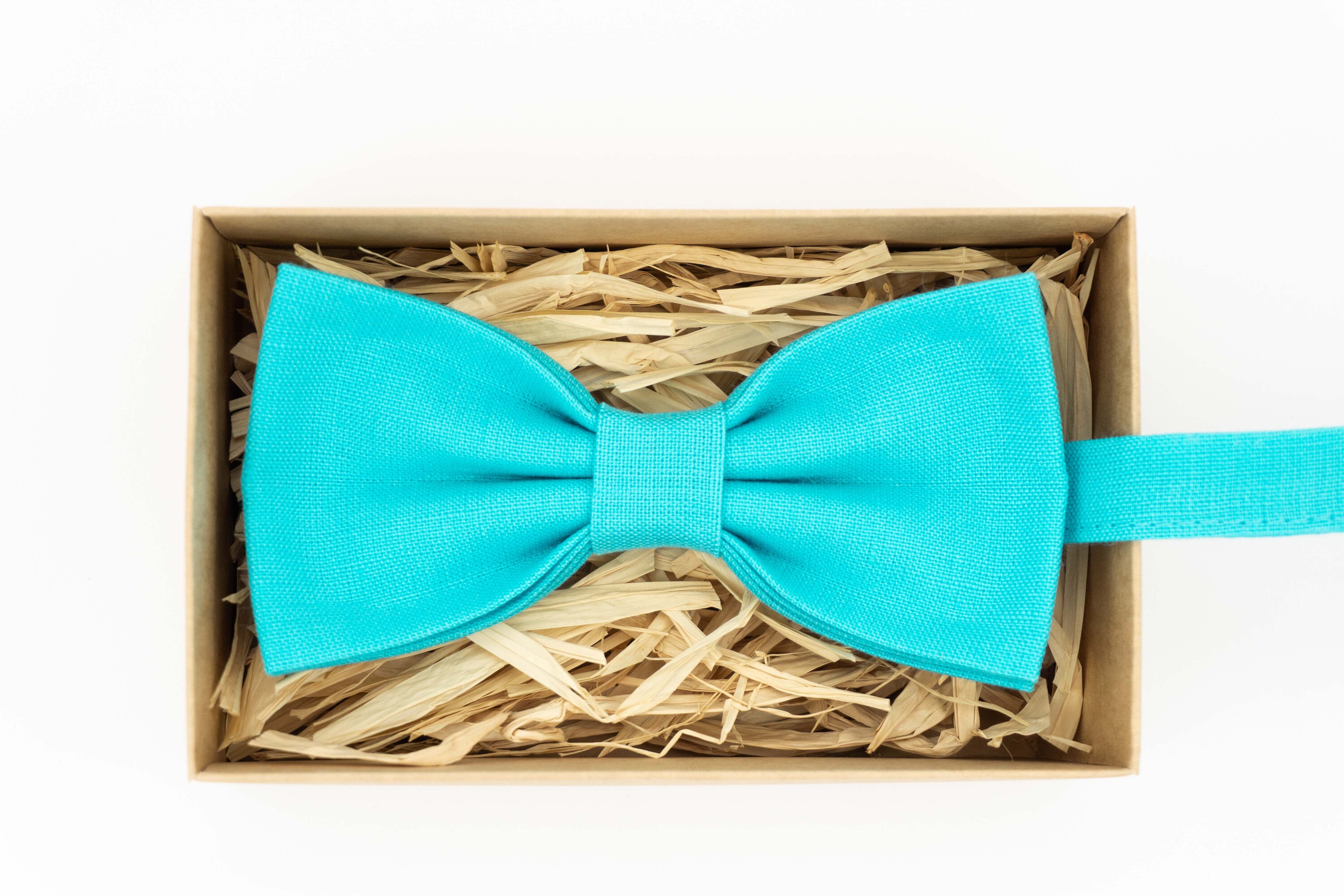 Cyan Color Linen Bow Ties for Men / Wedding Bow Tie / Best - Etsy