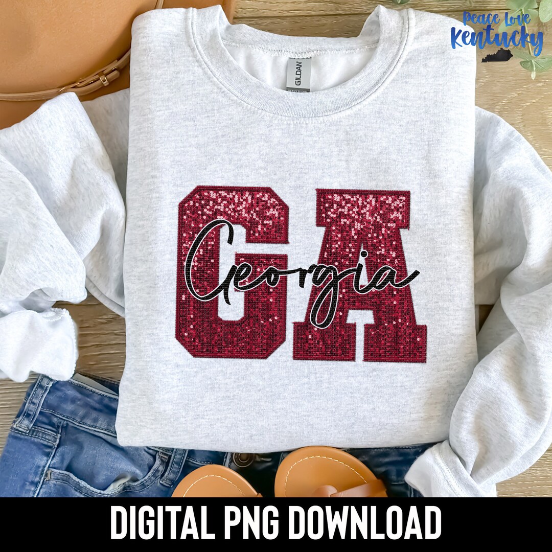 Georgia GA Glitter Sequins Faux Embroidery Georgia - Etsy