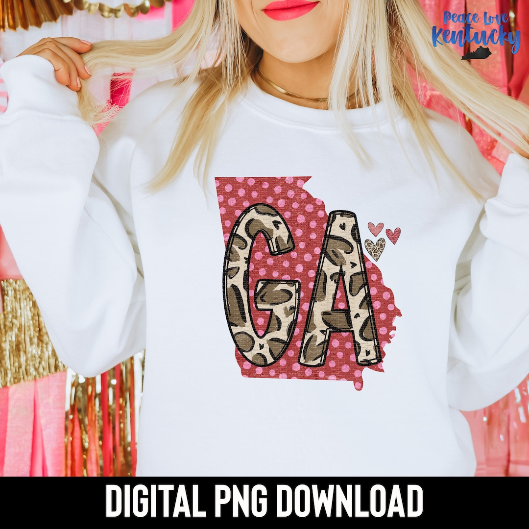 Georgia, GA, Hearts, Valentines Day PNG Sublimation Design Digital ...