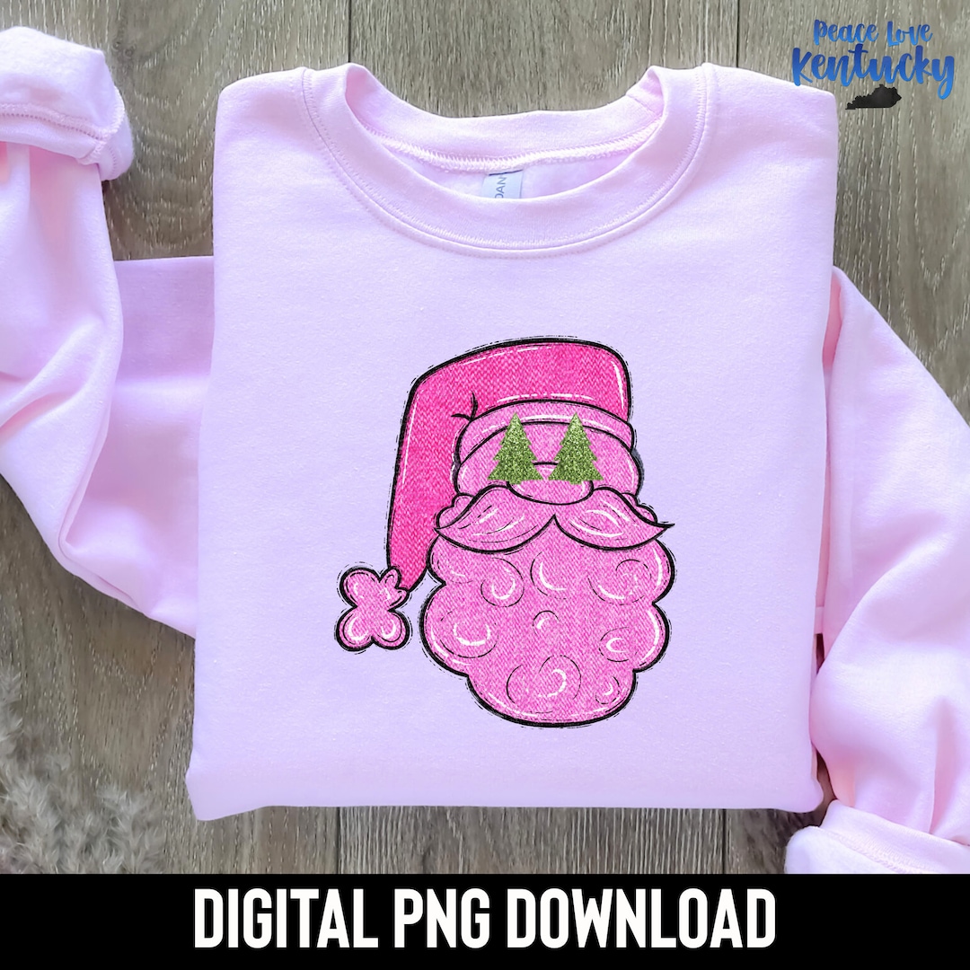 Pink Santa Preppy Christmas Faux Fabric Sequins Christmas - Etsy