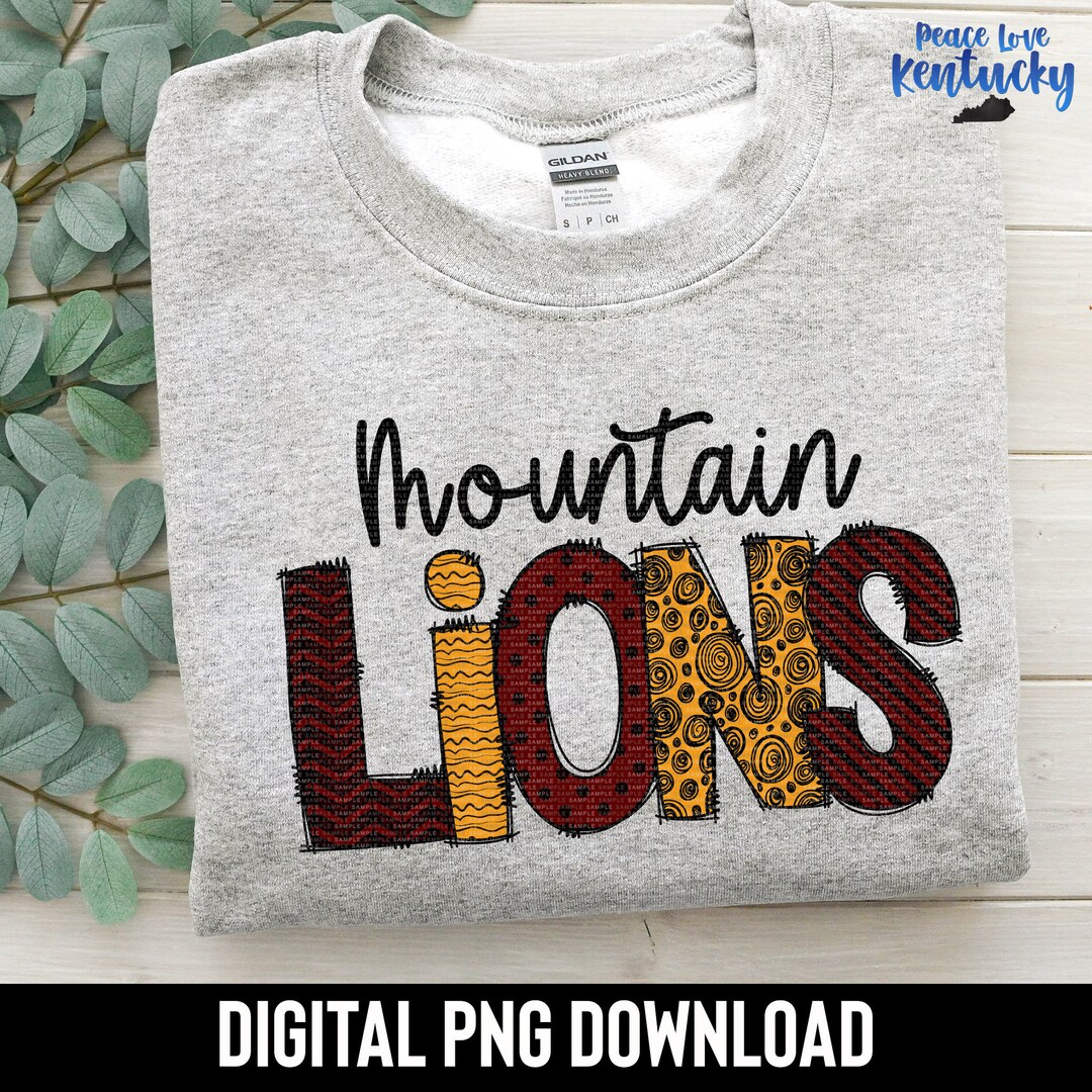 Mountain Lions Maroon and Gold Doodle Letters School Spirit - Etsy