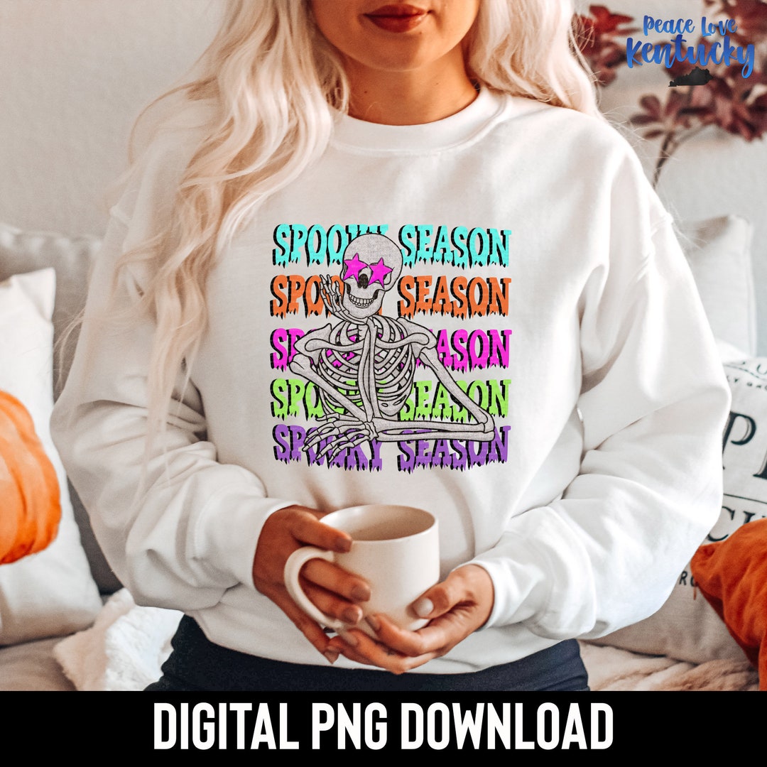 Spooky Season Colorful Preppy Skeleton Halloween Fall - Etsy