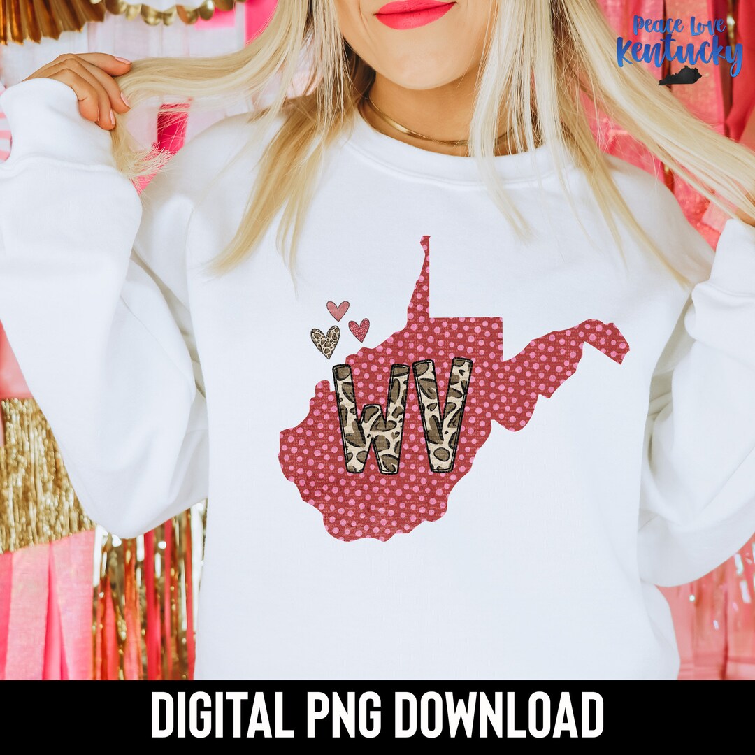 West Virginia, WV, Hearts, Valentines Day PNG Sublimation Design ...
