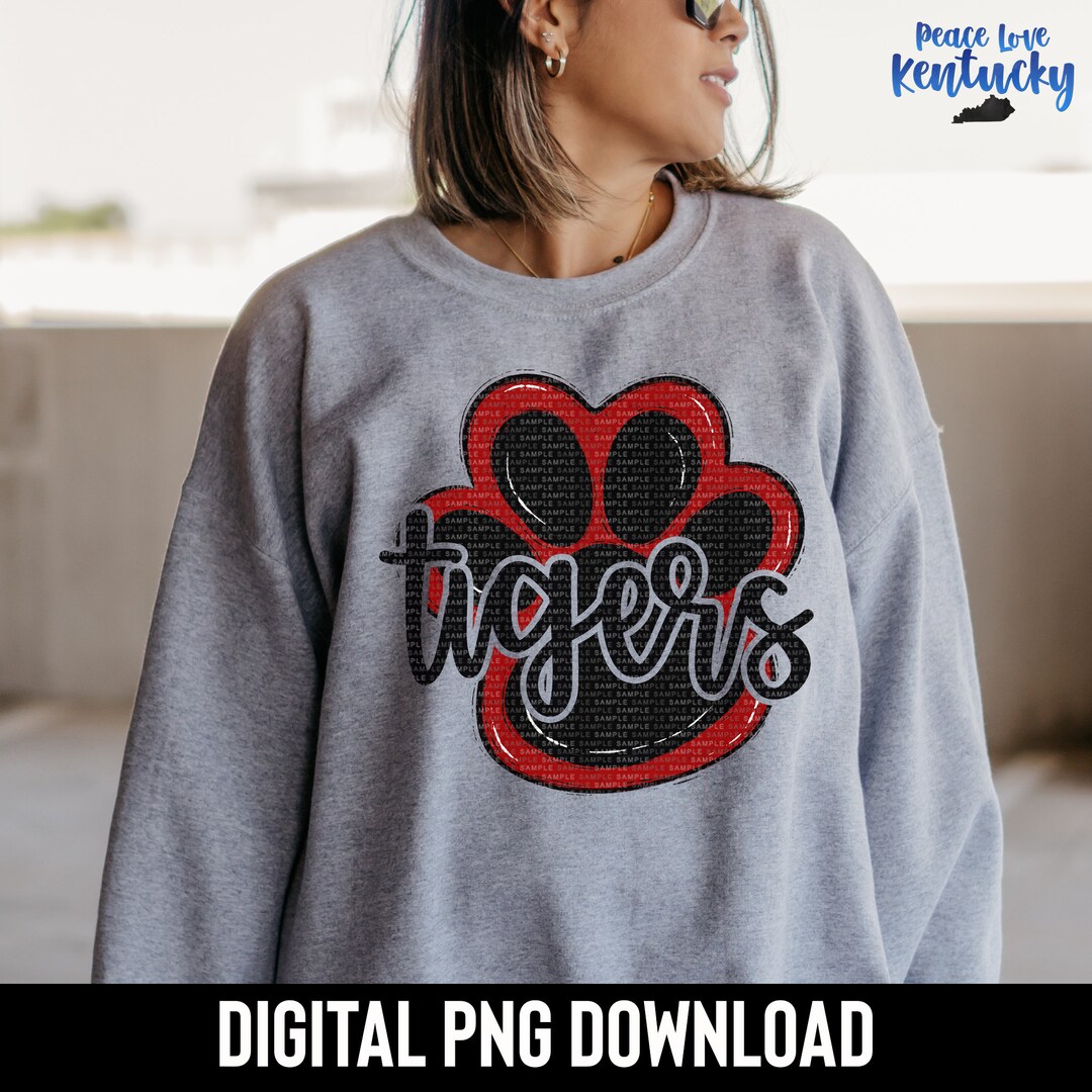 Tigers, Red and Black, Game Day, School Spirit, Paw Print PNG Design ...