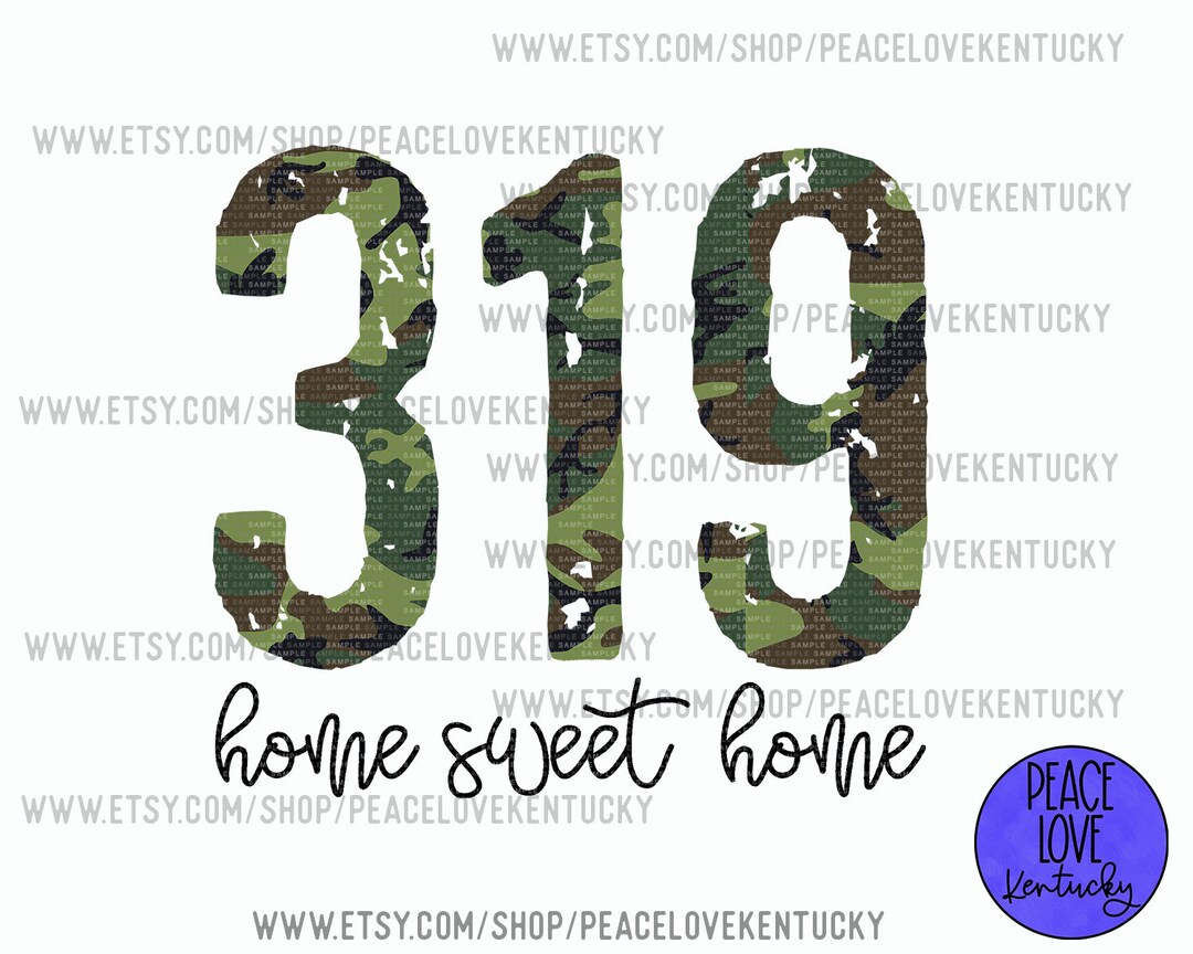 Iowa IA 319 Area Code Camo Home Sweet Home Sublimation - Etsy