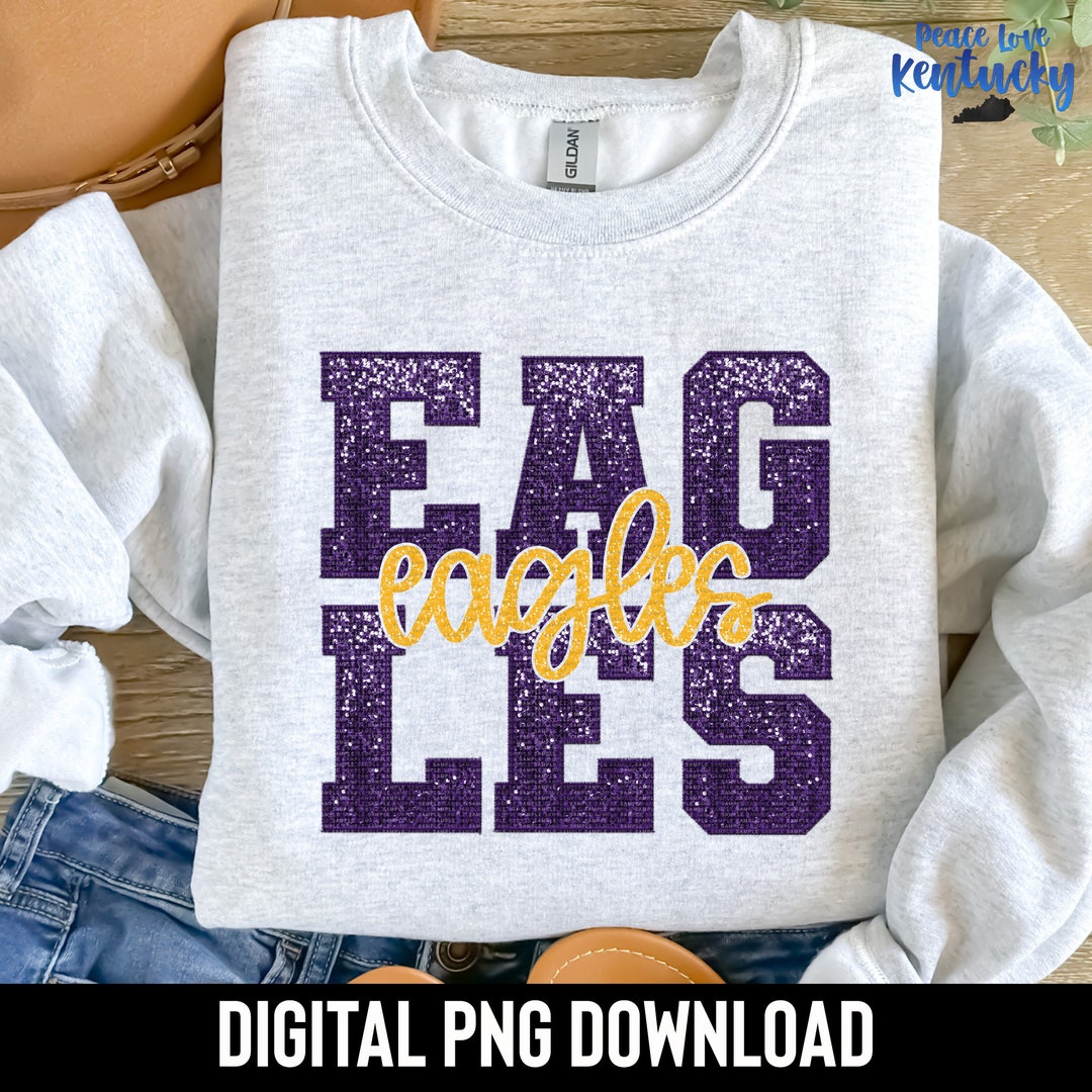Eagles Purple and Yellow School Spirit Mascot Faux - Etsy