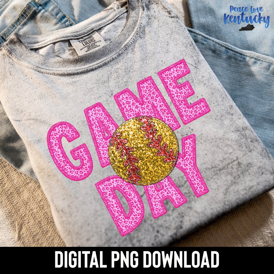 Pink, Game Day, Faux Embroidery, Softball, Sequins, School Spirit PNG ...
