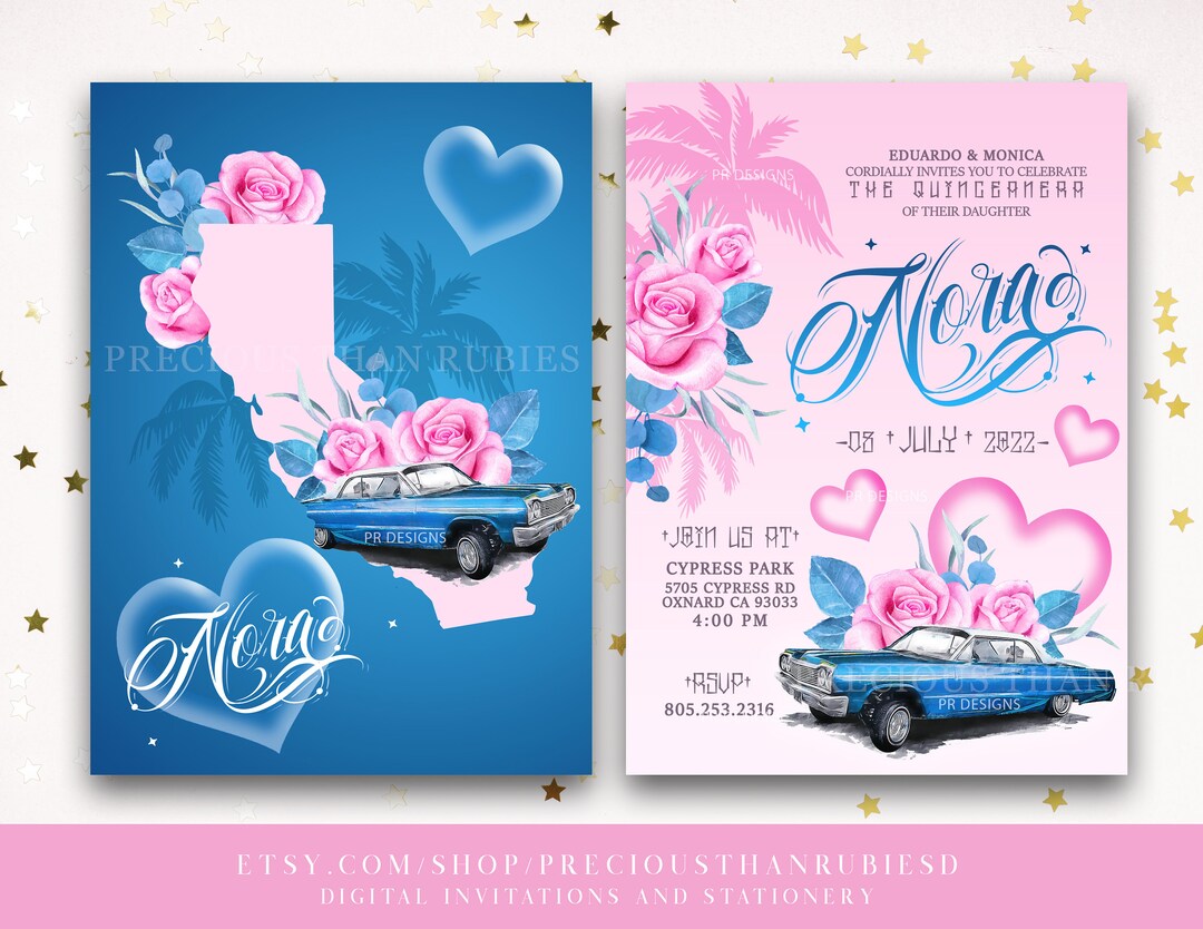 Lowrider Quinceanera Invitation, Impala Lowrider Invitation, Chola ...
