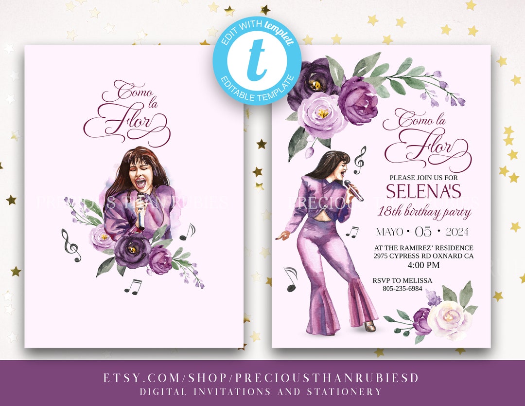 Edit Yourself Template Selena Singer Invitation, Como La Flor ...