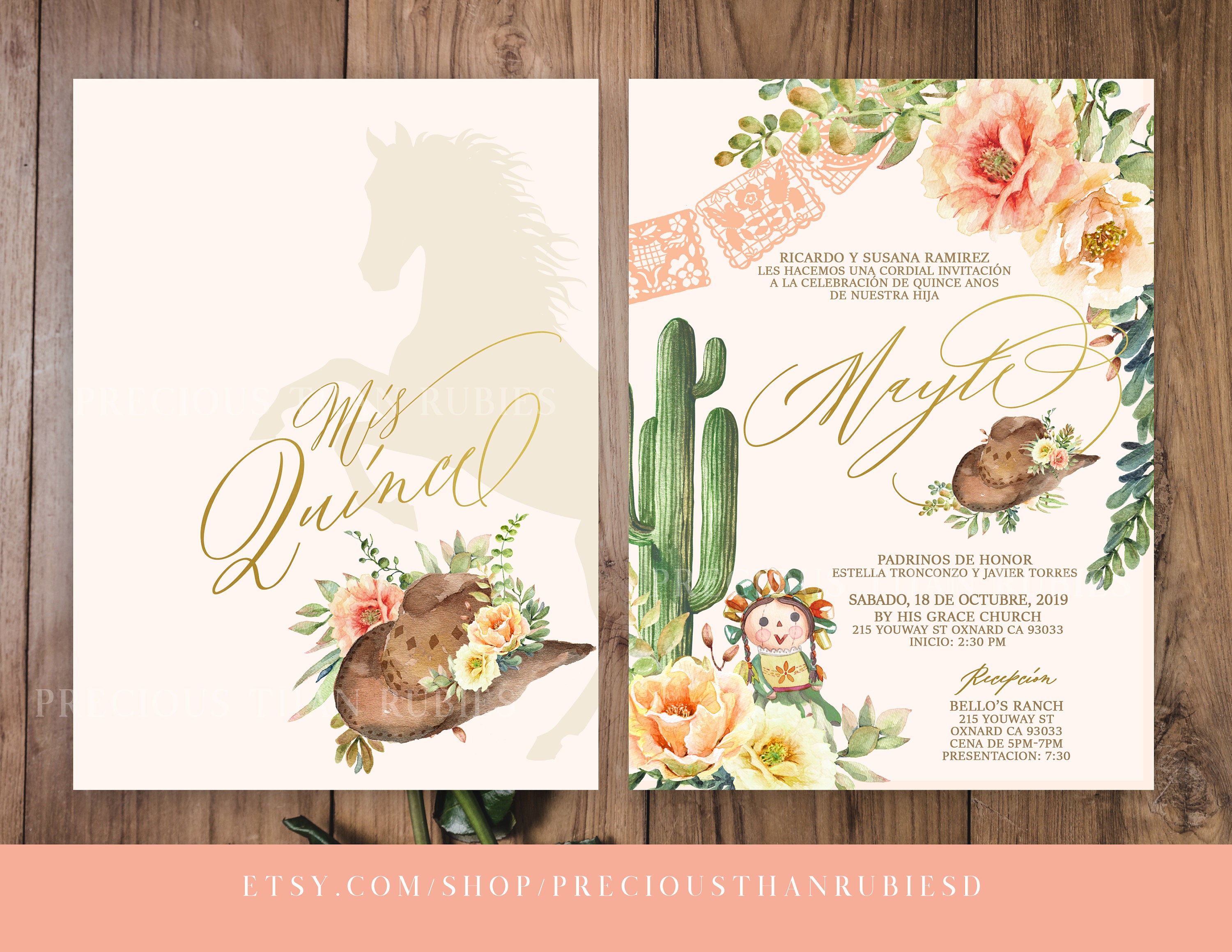 Mexican Western Invitation, Quinceanera Rancho Mexicano Charro ...
