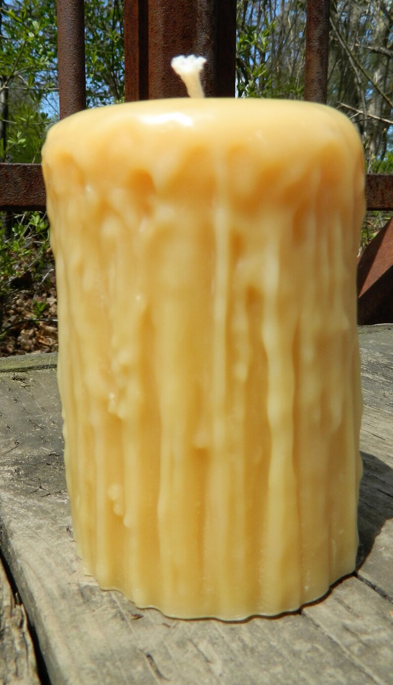 Beeswax Large Rustic Candle - Etsy