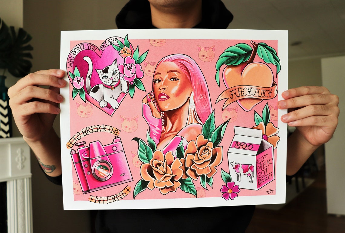 Doja Cat Tattoo Flash Art Print - Etsy Singapore