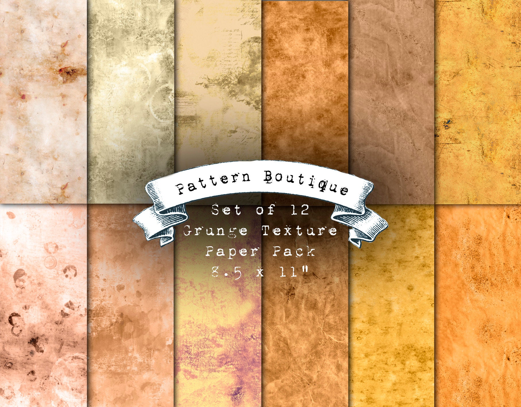 Vintage Grunge Digital Papers Printable Scrapbook Paper Seamless ...