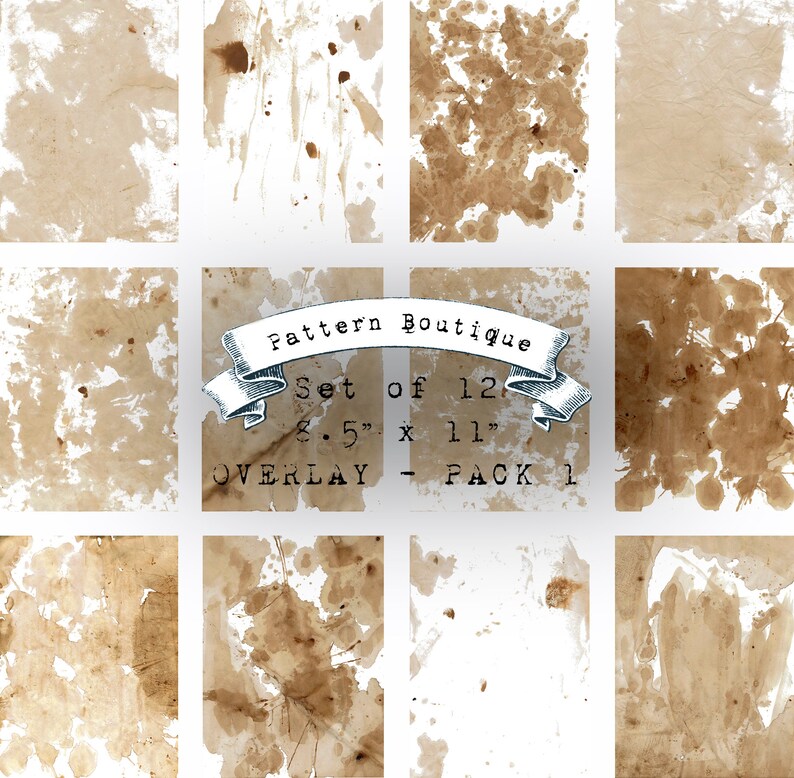 Old Paper Textures Overlays Ephemera Scrapbooking Digital Backgrounds 8 ...