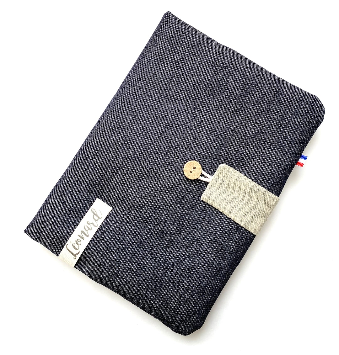 Personalized Health Record Book Cover in Raw Blue Denim and Linen - Etsy