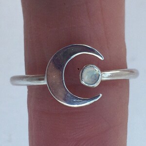 Moon Ring/opal Moon Ring/moonstone Ring/celestial Ring/sterling Silver ...