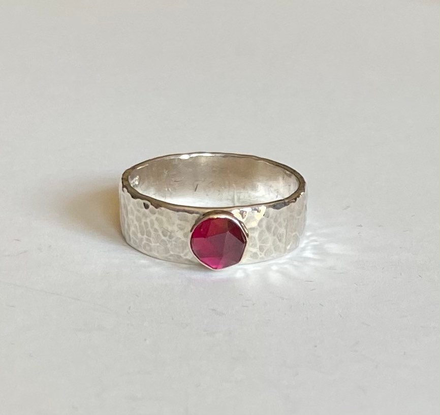 Sterling silver ruby ring/Ruby band ring/July birthstone/Ruby | Etsy