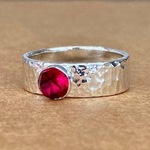 Sterling Silver Ruby Ring/ruby Band Ring/july Birthstone/ruby Ring - Etsy