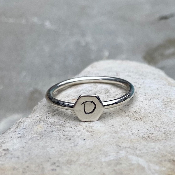 Initial Ring Sterling Silver - Etsy