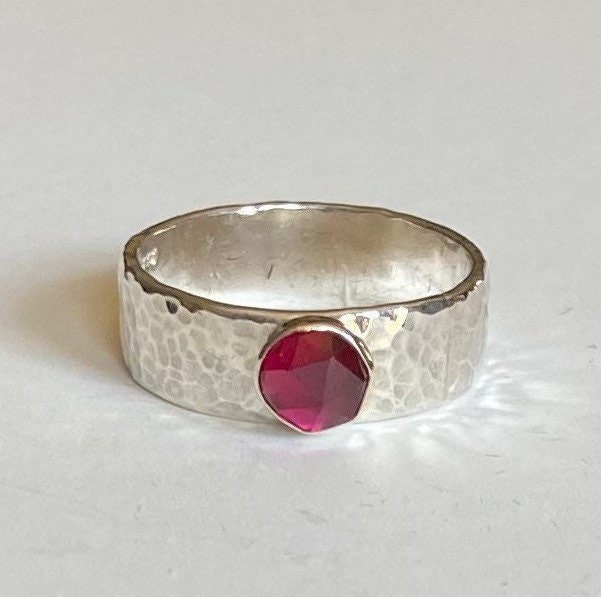 Sterling Silver Ruby Ring/ruby Band Ring/july Birthstone/ruby - Etsy