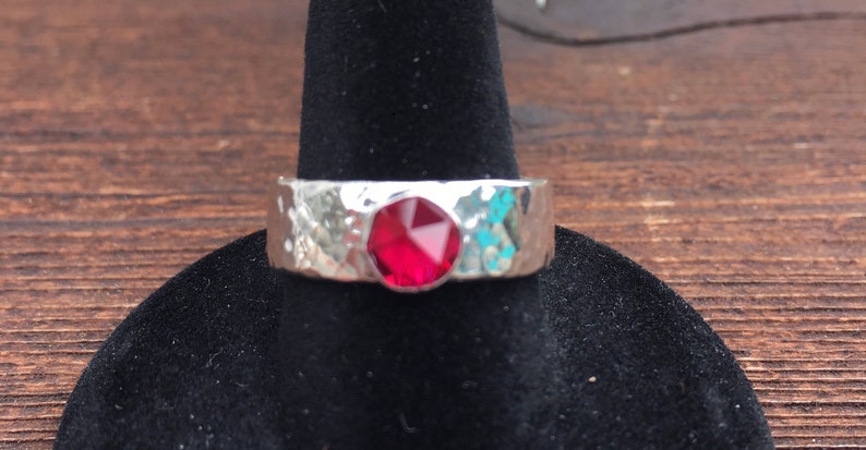 Sterling Silver Ruby Ring/ruby Band Ring/july Birthstone/ruby - Etsy