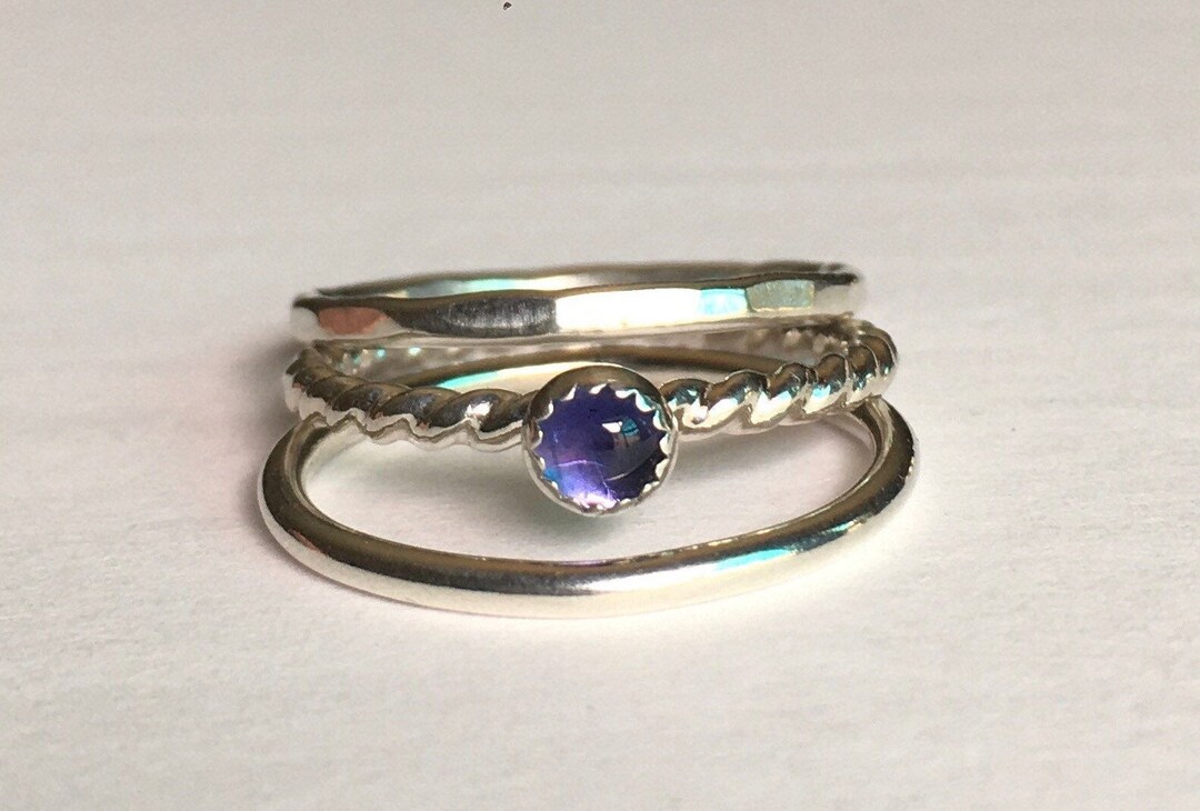 Iolite Stackable Rings Set/sterling Silver Stackable - Etsy