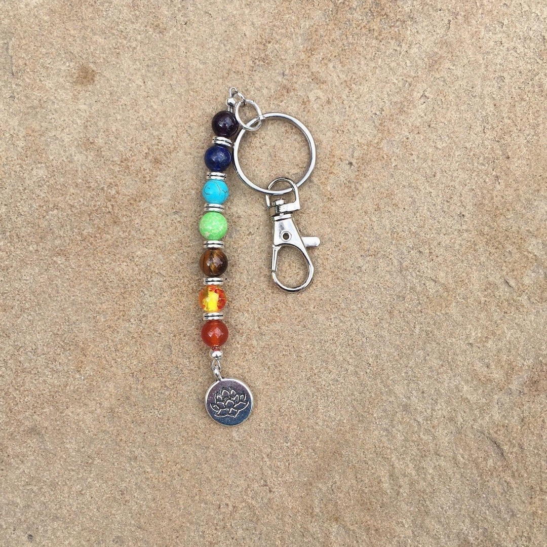 7 Chakra Keychain for Handbags,7 Chakra Purse Charm With Lotus,keychain ...