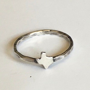 Texas Ring/sterling Silver Stackable Ring/tiny Texas Ring/texas State ...