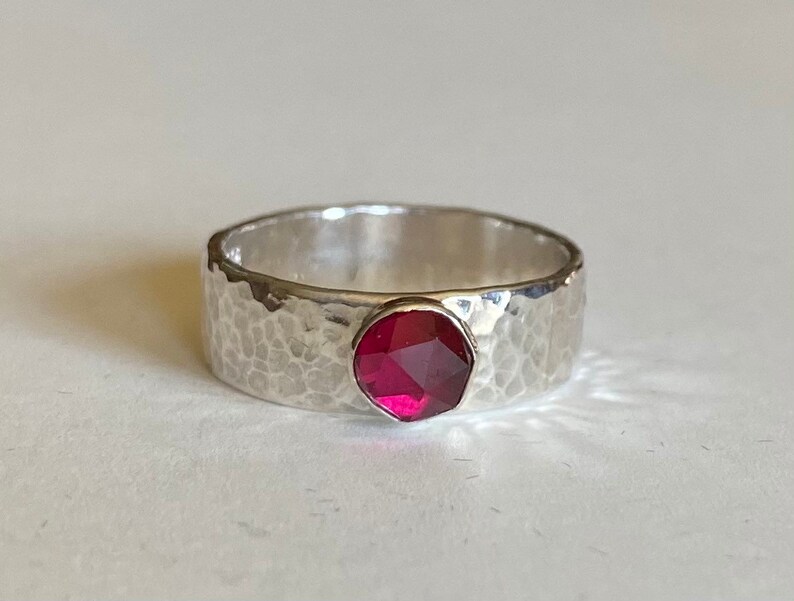 Sterling Silver Ruby Ring/ruby Band Ring/july Birthstone/ruby - Etsy