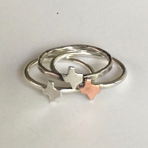 Texas Ring/sterling Silver Stackable Ring/tiny Texas Ring/texas State ...