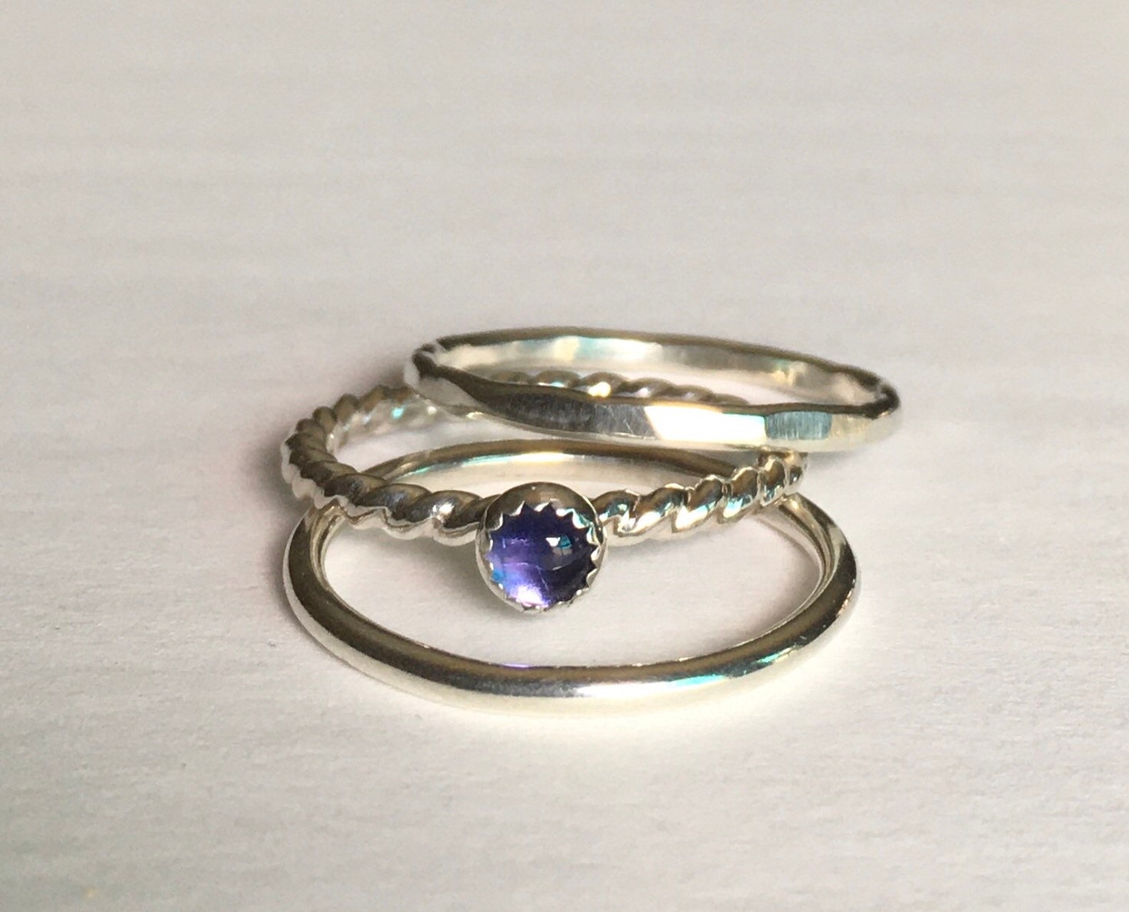Iolite Stackable Rings Set/sterling Silver Stackable - Etsy