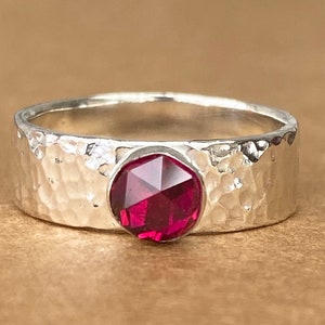 Sterling Silver Ruby Ring/ruby Band Ring/july Birthstone/ruby Ring - Etsy