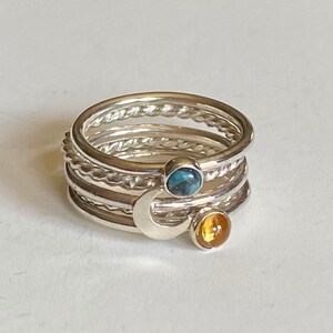 Earth Sun Moon Stackable Rings/stackable Rings/celestial Ring/sterling ...