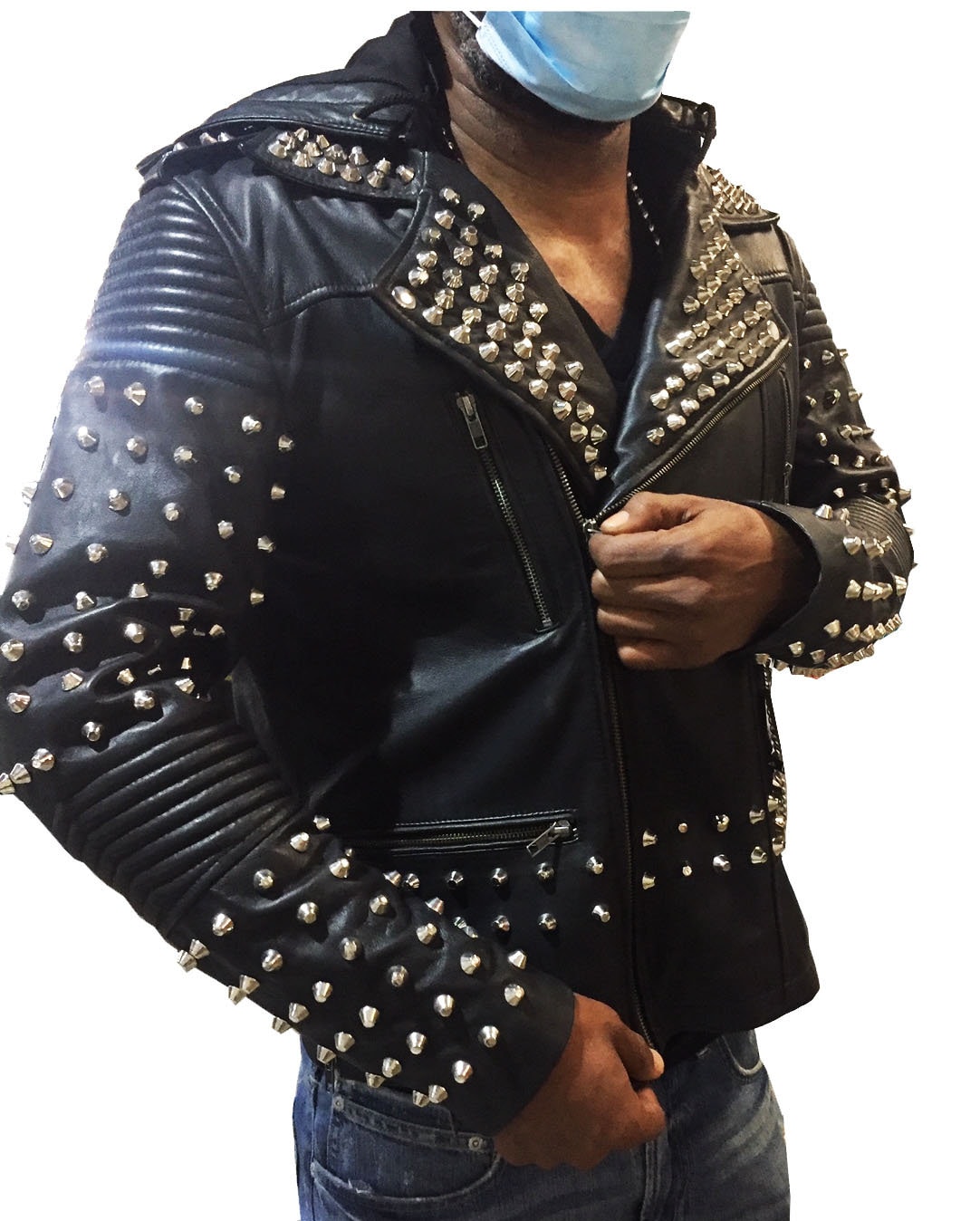 Studded Leather Jacket Men