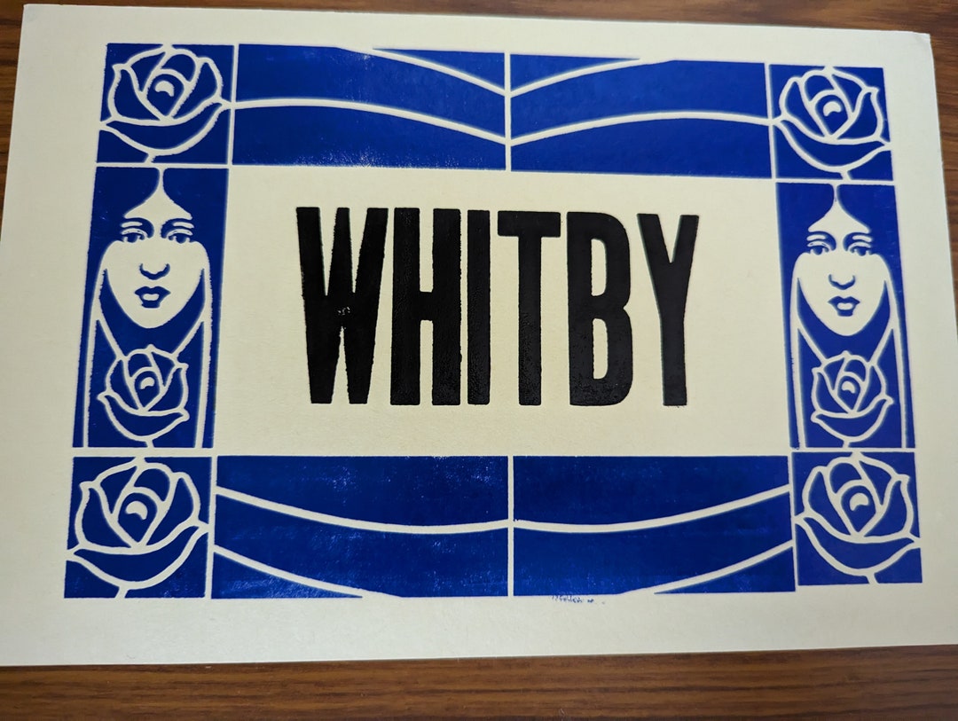 Whitby Letterpress Print With Art Deco Border - Etsy