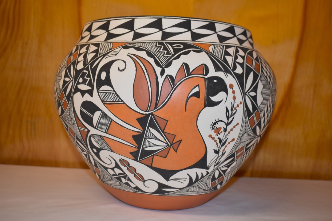 Large Hand Painted Fine Line Ceramic Acoma Olla/made by Roberta ...