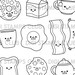 Kawaii Food Digital Stamp Set – Cute Black & White Clipart PNG – Burger ...