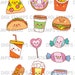 Kawaii Food Clipart Set - Cute Digital Stamps for Crafts, Stickers ...