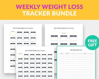 26 Week Weight Loss Tracker, 6 Month Weight Loss Journal, Weight Loss ...